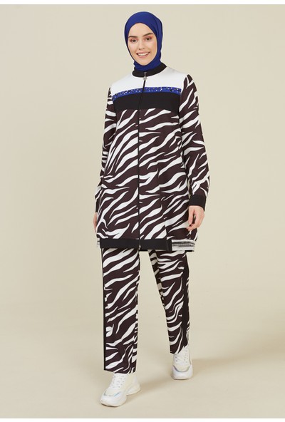 SETRMS Siyah Zebra Desenli Fermuarlı Ceket 2217000
