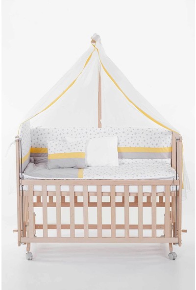 Babycom Anne Yanı Doğal Boyasız Ahşap Kademeli Beşik 70X130 - Tekerlekli + Sarı Biyeli Uyku Seti Babycom Anne Yanı Doğal Boyasız Ahşap Kademeli Beşik 70X130 - Tekerlekli + Sarı Biyeli Uyku Seti