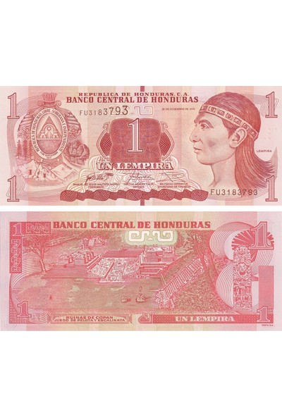 Benim Koleksiyonum Honduras, 1 Lempira (2016) Çil Eski Yabancı Kağıt Para