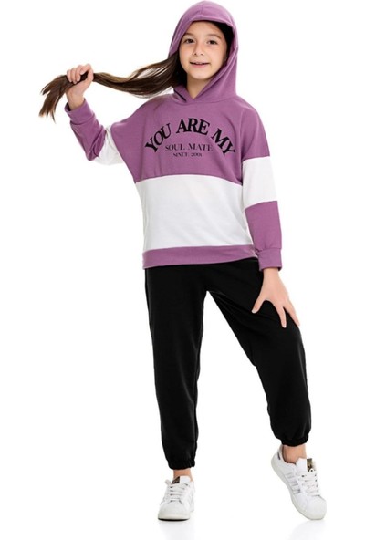 Harika Kids Kız Çocuk Baskılı Kapşonlu Comfort Eşofman Takımı 5-14 Yaş