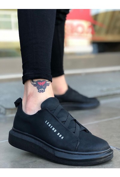 Aygi ER0134 Erb Kalın Yüksek Taban Çapraz Bant Siyah Erkek Ayakkabı