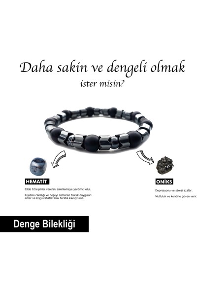 CR7 Sakinlik ve Denge Doğaltaş Unisex Bileklik, Hematit ve Onix Bileklik CR7 Sakinlik ve Denge Doğaltaş Unisex Bileklik, Hematit ve Onix Bileklik