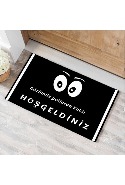 Dijital Baskı Kaymaz Taban Kırmızı Kapı Önü Paspası Elegant