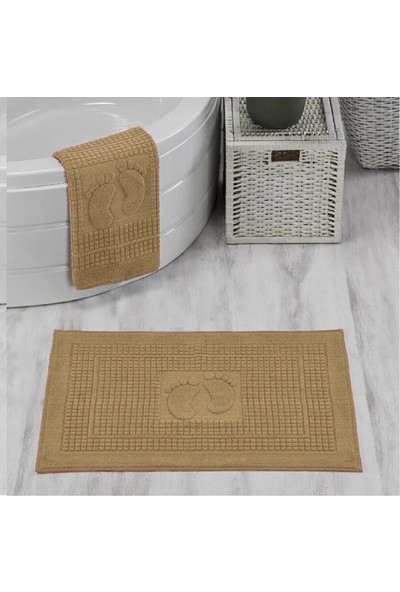 Regule 2'li Ayak Havlusu Paspas Seti 50 x 70 cm Ayak Çizgili Kahverengi