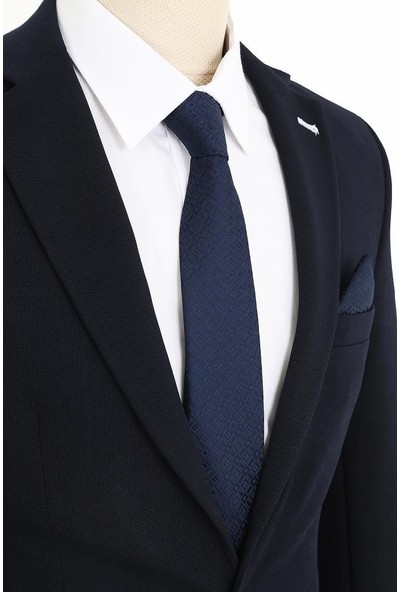 Brianze Lacivert Geometrik Desen Kravat Mendil Set Brianze Lacivert Geometrik Desen Kravat Mendil Set