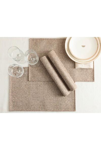 English Home Dora Pamuk & Keten 4'lü Amerıkan Servıs 45 x 30 cm Taş Rengi