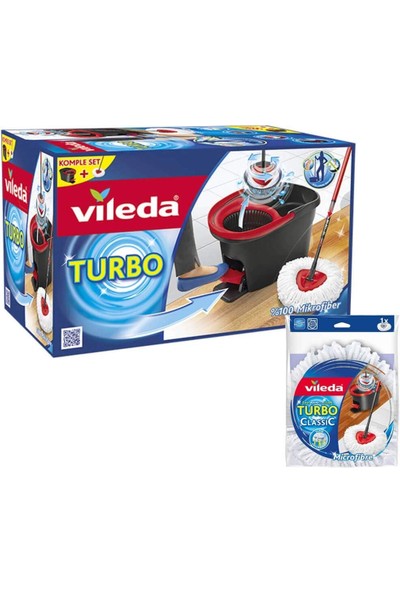 Vileda Turbo Pedallı Temizlik Seti + Yedek Mop Vileda Turbo Pedallı Temizlik Seti + Yedek Mop