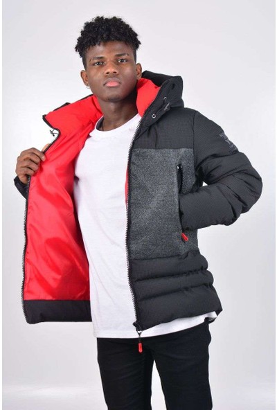 Koçmen Kocmen Erkek Mont K1382 - Kırmızı-Siyah