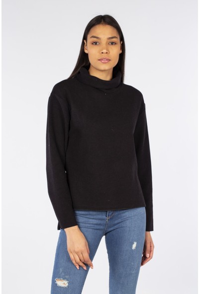 Barrels And Oil 91-20K49003.91 Kadın Siyah Balıkçı Yaka Selanik Sweatshirt