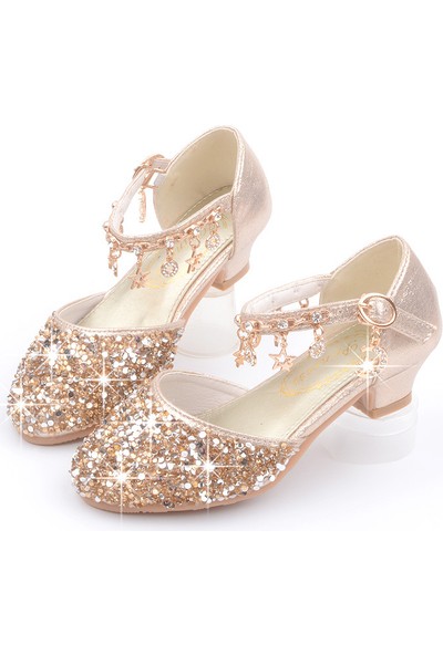 Easytoy Kız Çocuklar İçin Parlak Sandalet Yüksek Topuklu Ayakkabılar (Yurt Dışından)