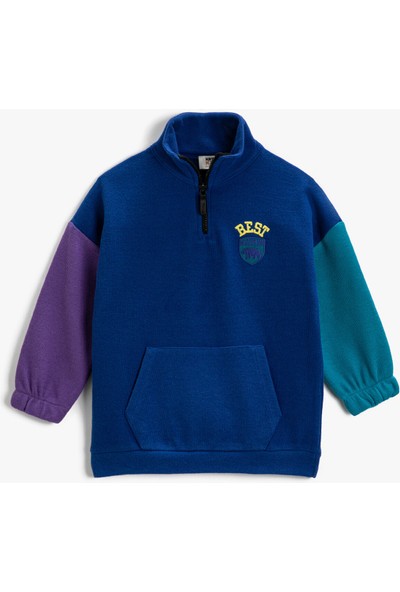 Koton Baskılı Kanguru Cepli Boğazlı Sweatshirt Fermuarlı Koton Baskılı Kanguru Cepli Boğazlı Sweatshirt Fermuarlı