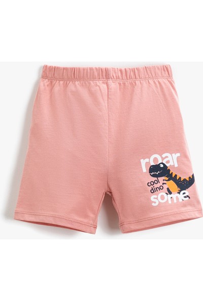 Koton Erkek Bebek Dinozor Baskılı Beli Lastikli Şort Pamuklu
