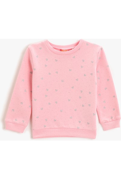 Koton Kalp Baskılı Bisiklet Yaka Sweatshirt Pamuklu