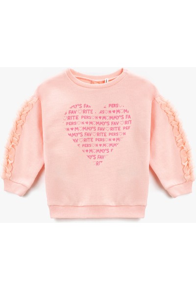 Koton Kalp Baskılı Tüllü Fırfırlı Sweatshirt Pamuklu