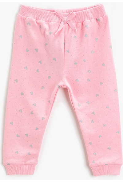 Koton Kız Bebek Kalp Baskılı Jogger Eşofman Altı Pamuklu