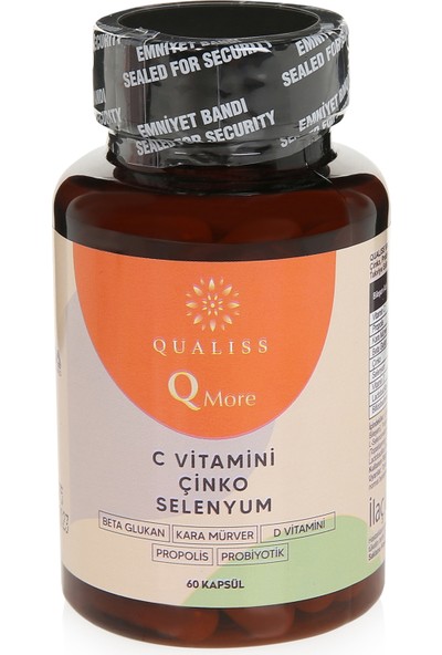 Qualiss Q More 60 Kapsül Vitamin C-d, Propolis, Probiyotik, Çinko, Selenyum içeren Takviye Edici Gıda Qualiss Q More 60 Kapsül Vitamin C-d, Propolis, Probiyotik, Çinko, Selenyum içeren Takviye Edici Gıda