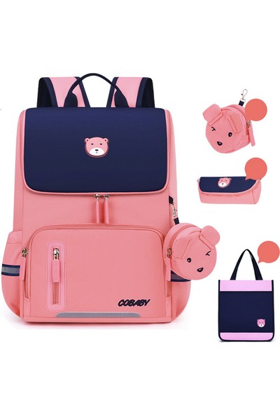 Kız Çocuk 4 Parça Suya Dayanıklı Büyük Kapasiteli Okul Çantası (Yurt Dışından)