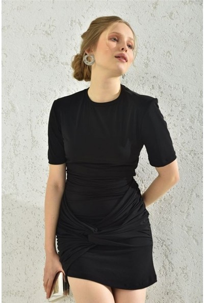 Hera Fashion Kadın Vatkalı Siyah Elbise Hera Fashion Kadın Vatkalı Siyah Elbise