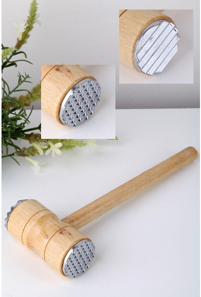 Newstore Home Et Dövme Tokmağı Ahşap 2 Başlı Et Dövme Çekici Paslanmaz Kasap Et Döveceği Ezme Yumuşatma Aparatı