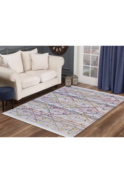 Gümüşsuyu Deco Bohem Serisi Krem Tabanlı Dekoratif Retro Kilim