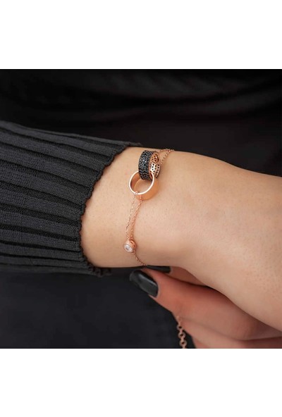 925 Gümüş Halka Iç Içe Geçmiş 925 Ayar Gümüş Bileklik