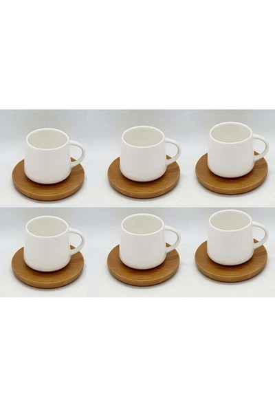 Zuzu Made Lüks Bambu Tabaklı 6 Kişilik Porselen Fincan Takımı - Çay - Kahve Fincan Takımı 6 Kişilik Zuzu Made Lüks Bambu Tabaklı 6 Kişilik Porselen Fincan Takımı - Çay - Kahve Fincan Takımı 6 Kişilik