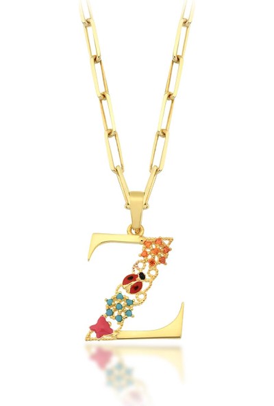 Cevahir Z Harfli Mineli Taşlı Gümüş Kolye