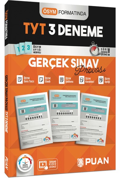 Puan Yayınları TYT 3 Deneme Gerçek Sınav Provası
