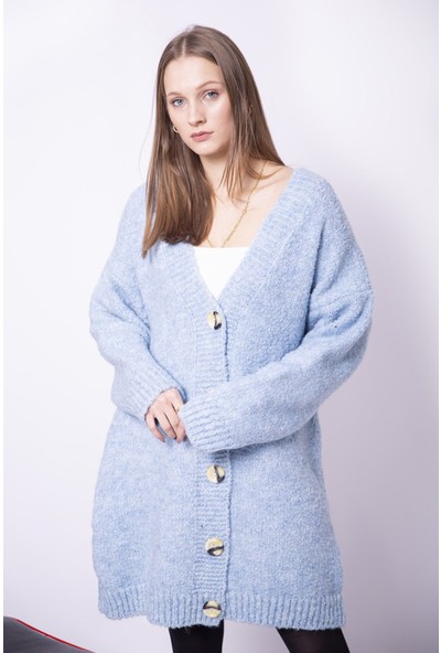 Mark Jovia Uzun Hırka Düğmeli Mavi Mark Jovia Uzun Hırka Düğmeli Mavi
