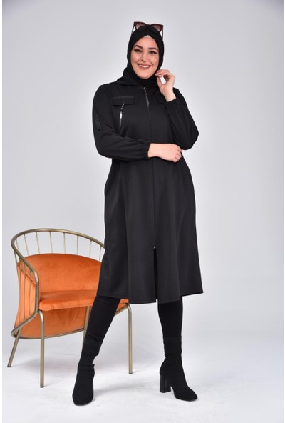 FERACE Kadın Büyük Beden Sim Şeritli Kışlık Kap Kaban