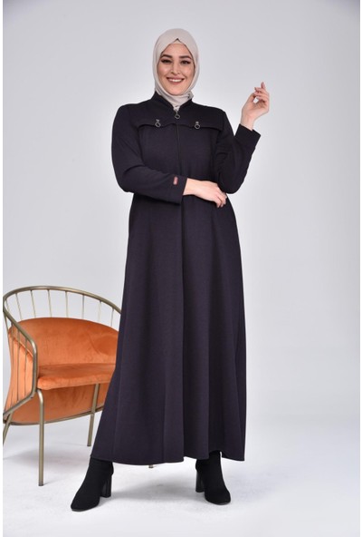 FERACE Kadın Büyük Beden Fermuarlı Kışlık Kaban Pardesü FERACE Kadın Büyük Beden Fermuarlı Kışlık Kaban Pardesü