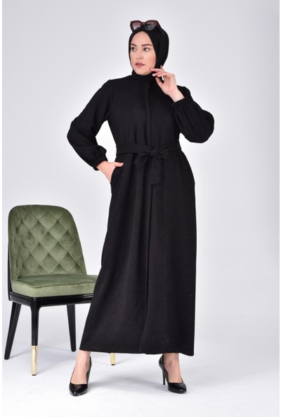 FERACE Kadın Büyük Beden Oversize Beli Bağlamalı Kaban Pardesü