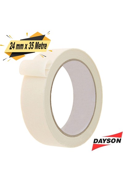 BADEM10 Dayson Maskeleme Bandı Kağıt Bant Beyaz 24 mm x 35 Metre