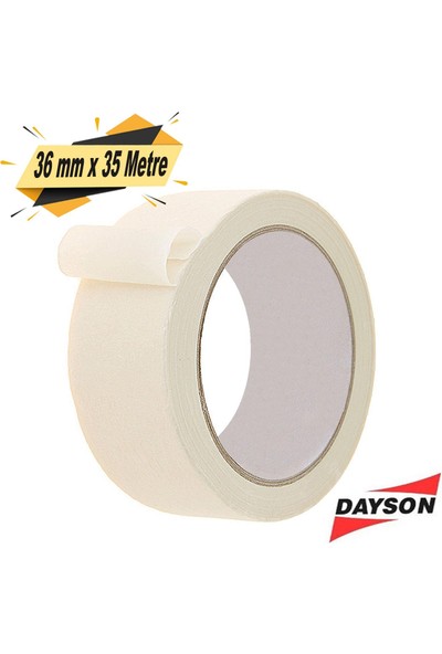 BADEM10 Dayson Maskeleme Bandı Kağıt Bant Beyaz 36 mm x 35 Metre