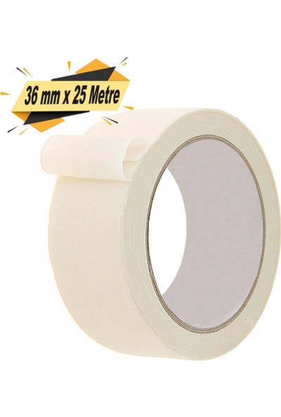 BADEM10 Bondit Maskeleme Bandı Beyaz Kağıt Bant 36 mm x 25 Metre