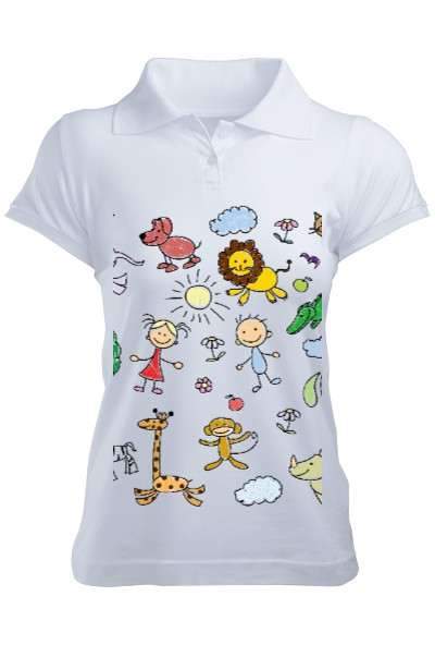 Tisho Rengarenk Canlılar Kadın Polo Yaka Tişört