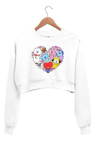 Tisho Bts BT21 Kadın Crop Sweatshirt