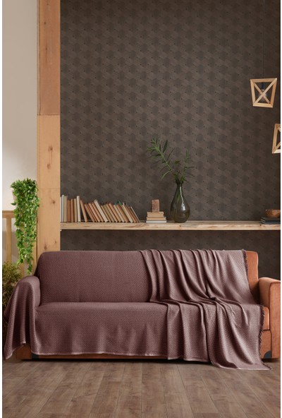 Stars 3 mt Kolları Örten Koltuk - Çekyat Örtüsü | 3'lü Koltuk Şalı - Bordo