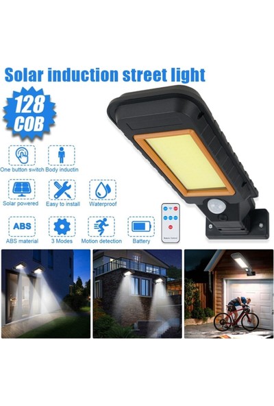 Gaman 128 Cob LED 3 Mod Solar Güneş Enerjili Kumandalı Sokak Lambası