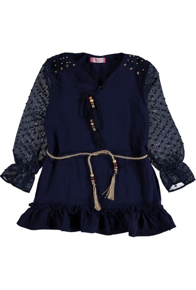 Paketle Express Paketle Express-Kolu Lastikli Çiçekli Kız Tunik 9/12 Yaş