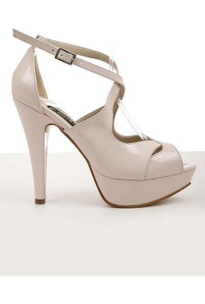 Çakıcı CKC-1004 Kadın Çapraz Bağlı 12 cm Platform Rahat Kalıp Abiye Ayakkabı