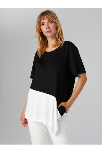 Faik Sönmez Eteği Asimetrik Colorblock Bluz 63115 Faik Sönmez Eteği Asimetrik Colorblock Bluz 63115