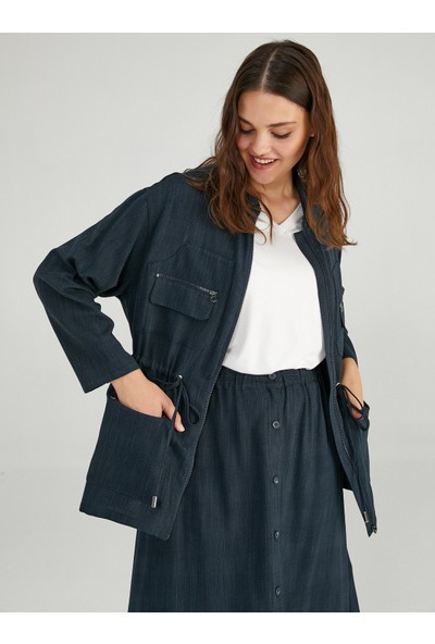 Faik Sönmez Cep Detaylı Kendinden Dokulu Ceket 63501