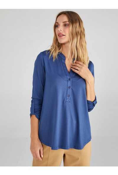 Faik Sönmez Kaçık Yaka Uzun Kollu T-Shirt 63023