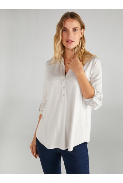 Faik Sönmez Kaçık Yaka Uzun Kollu T-Shirt 63023