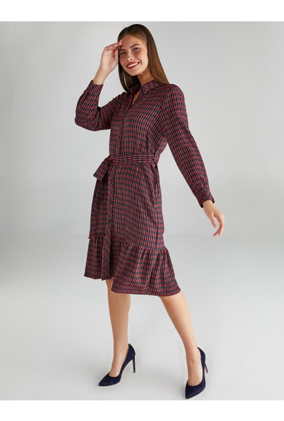 Faik Sönmez Ekose Gömlek Elbise 63194
