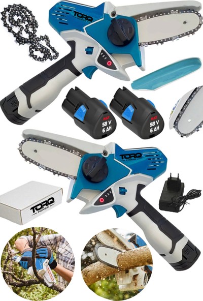 Torq Power Saw Yeni Nesil Li-On Şarjlı 58 V 6 Ah Çift Bataryalı Testere Dal Budama Bıçkı Makinası Torq Power Saw Yeni Nesil Li-On Şarjlı 58 V 6 Ah Çift Bataryalı Testere Dal Budama Bıçkı Makinası