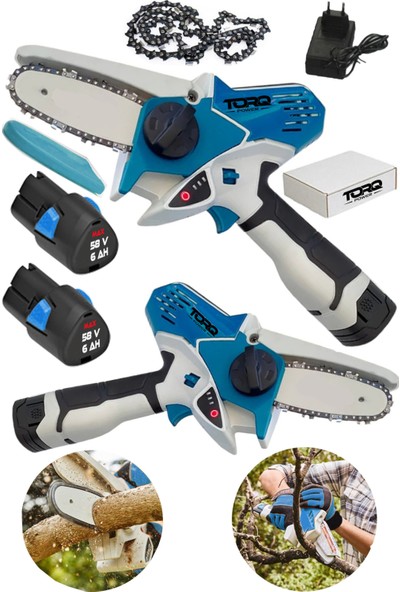Torq Power 58 V 6 Ah Şarjlı Saw Yeni Nesil Li-On Çift Bataryalı Testere Dal Budama Bıçkı Makinası Torq Power 58 V 6 Ah Şarjlı Saw Yeni Nesil Li-On Çift Bataryalı Testere Dal Budama Bıçkı Makinası