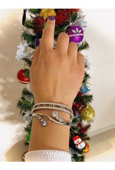 Royal Steels Gümüş Renk Kadın Çelik Bileklik 2'li Kombin Set Royal Steels Gümüş Renk Kadın Çelik Bileklik 2'li Kombin Set