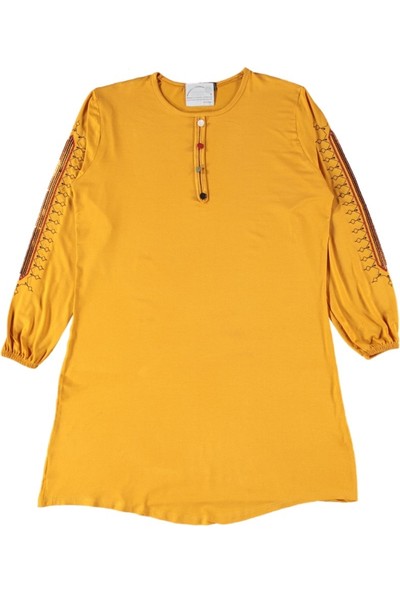 Paketle Express Paketle Express-Kolu Nakışlı Uzun Viskon Bayan Tunik